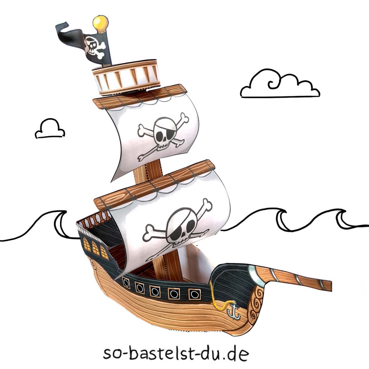 Bastelbogen Piratenschiff - So bastelst du